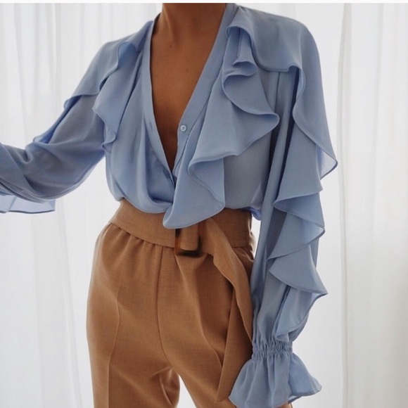 Zara | Tops | Host Pick Gorgeous Zara Nwt Ruffled Blouse | Poshmark